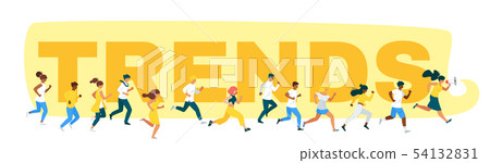 Trends chasing flat vector web banner template - Stock Illustration ...