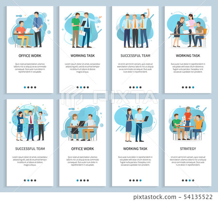 Successful Team and Working Task, Office Work - Stock Illustration ...