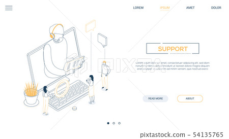Technical support - line design style isometric... - Stock Illustration ...