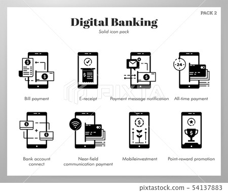 Digital banking icons Solid pack - Stock Illustration [54137883] - PIXTA