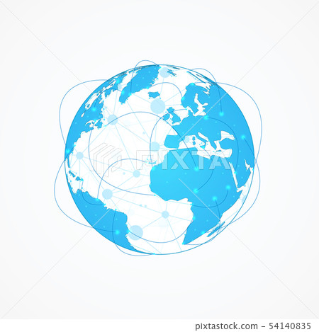 Global network connection, globe map technology - Stock Illustration ...