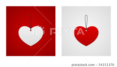Red and white heart shaped labels - Stock Illustration [54151370] - PIXTA