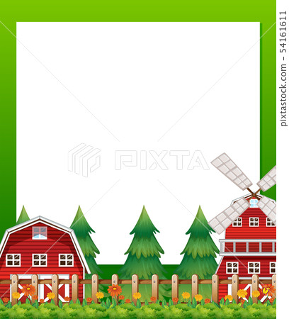 Countryside landscape border banner - Stock Illustration [54161611] - PIXTA