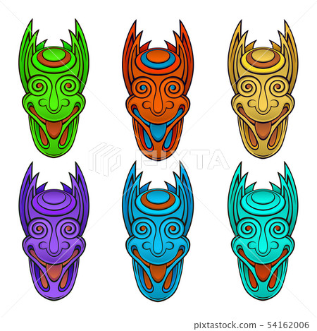 Tiki idol aztec hawaii face - Stock Illustration [54162006] - PIXTA