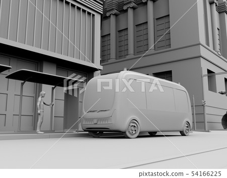 A clay rendering image of an autonomous bus... - Stock Illustration ...