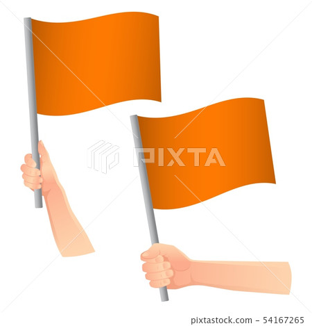 orange flag in hand icon - Stock Illustration [54167265] - PIXTA