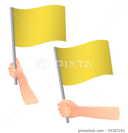yellow flag in hand icon - Stock Illustration [54167281] - PIXTA