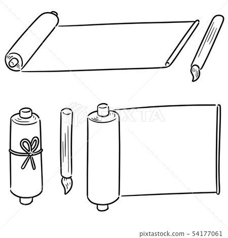vector set of scroll and brush - Stock Illustration [54177061] - PIXTA