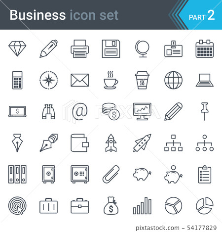 Business simple thin icon set isolated on white - Stock Illustration ...
