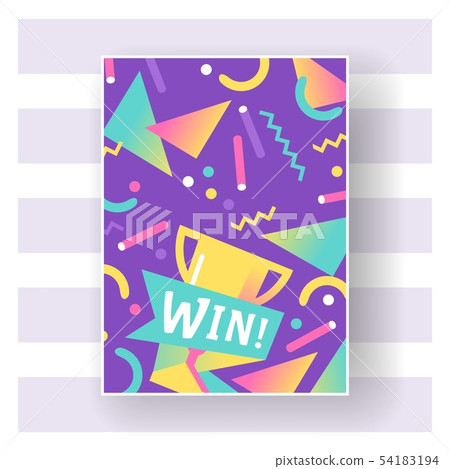 Win sign with bright lines, dots and geometric... - Stock Illustration ...