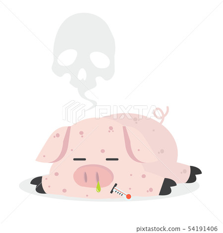 Sick Pig Swine Flu with dead - Stock Illustration [54191406] - PIXTA