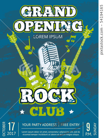 Vector rock music club poster with music... - Stock Illustration ...