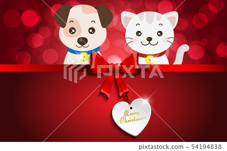 poppy dog and cat in the gift box - Stock Illustration [54194838] - PIXTA