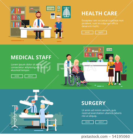 Three horizontal vector banners of healthcare... - Stock Illustration ...