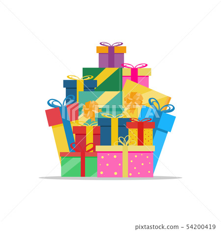 Big pile of colorful gift boxes - Stock Illustration [54200419] - PIXTA