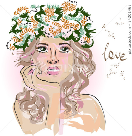 Fast fashion sketch with girl in pink colore - Stock Illustration ...