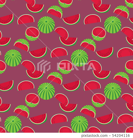 Hand drawn watermelons seamless flat color... - Stock Illustration ...