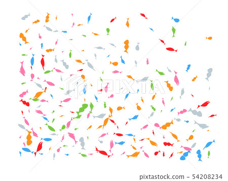 Colored hand drawn fish confetti futuristic. - Stock Illustration ...