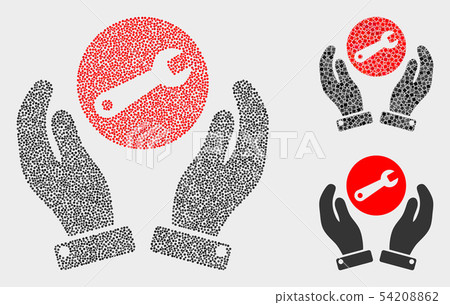 Dotted Vector Wrench Repair Hands Icons - Stock Illustration [54208862 ...