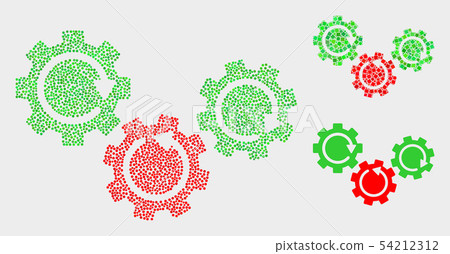 Pixelated Vector Gear Mechanism Icons - Stock Illustration [54212312 ...