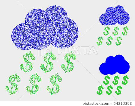 Dotted Vector Dollar Rain Cloud Icons - Stock Illustration [54213398 ...