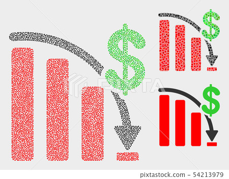 Pixelated Vector Crisis Bar Chart Icons - Stock Illustration [54213979 ...