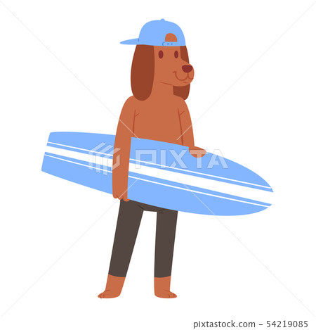 Surf vector dog animal surfer character surfing... - Stock Illustration ...