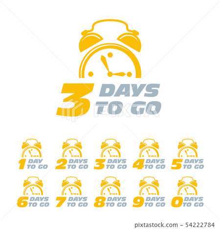 Three days to go sticker with alarm clock - Stock Illustration ...
