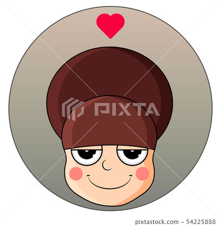 Head of cute girl with heart over head. Smug... - Stock Illustration ...