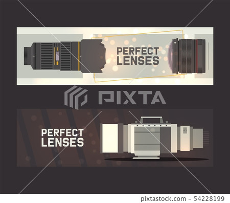 Professional zoom photo lenses and supplies for... - Stock Illustration ...
