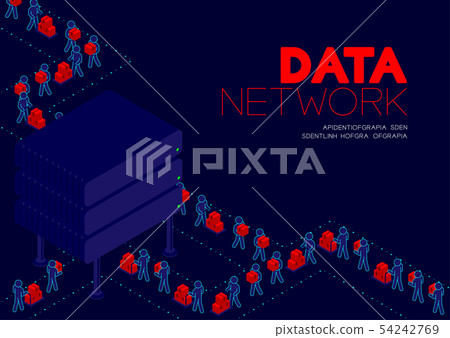 Data network concept, man pictogram transfer data - Stock Illustration ...