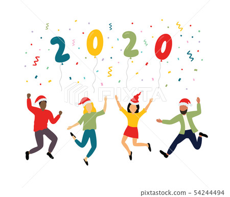 2020 Happy New Year background. Cartoon doodle... - Stock Illustration ...