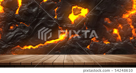 Bright and detailed magma/lava wooden platform... - Stock Illustration ...