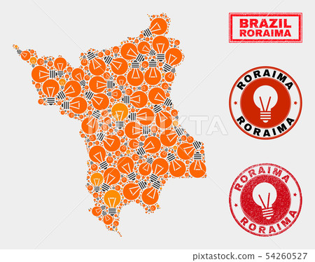 Light Lamp Collage Roraima State Map and... - Stock Illustration [54260527] - PIXTA