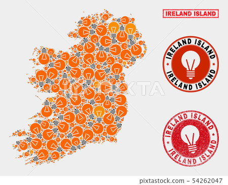 Illumination Lamp Collage Ireland Island Map...-插圖素材 [54262047] - PIXTA圖庫