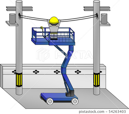 High place work vehicle (during high place work) - Stock Illustration ...