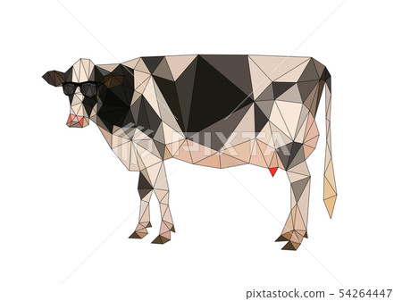 Polygonal cow with sunglasses - Stock Illustration [54264447] - PIXTA