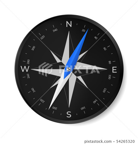 Navigational compass with wind rose and dial face. - Stock Illustration ...