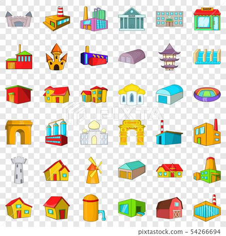 Big building icons set, cartoon style - Stock Illustration [54266694 ...