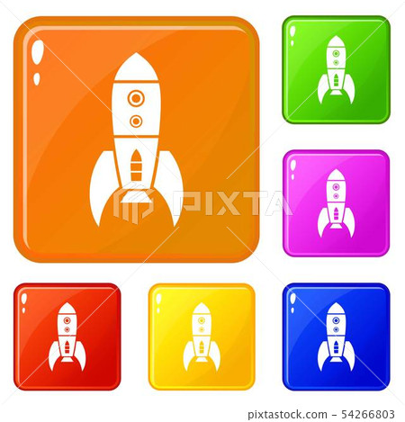 Rocket retro icons set vector color - Stock Illustration [54266803] - PIXTA