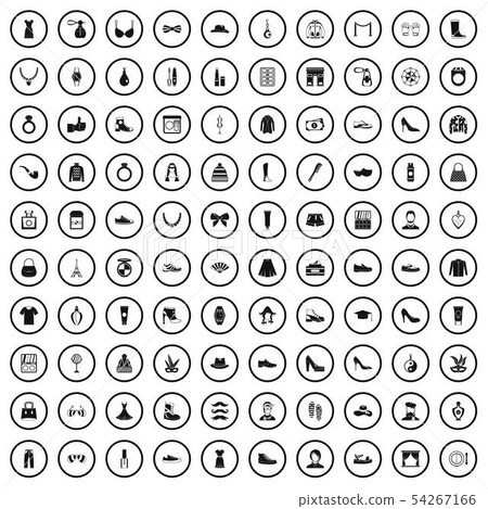 100 vogue icons set, simple style - Stock Illustration [54267166] - PIXTA