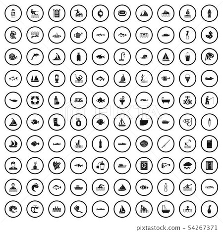100 water icons set in simple style - Stock Illustration [54267371] - PIXTA