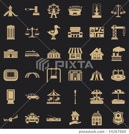 City icons set, simple style - Stock Illustration [54267889] - PIXTA