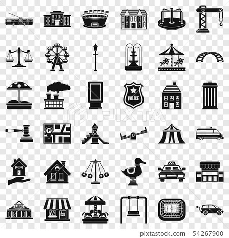 Big city icons set, simple style - Stock Illustration [54267900] - PIXTA