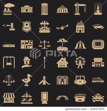 Big city icons set, simple style - Stock Illustration [54267954] - PIXTA