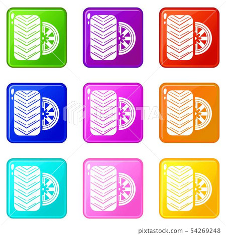 Tire icons set 9 color collection - Stock Illustration [54269248] - PIXTA