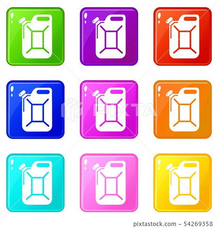 Canister icons set 9 color collection - Stock Illustration [54269358 ...
