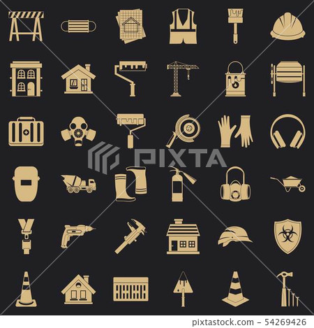 Construction industry icons set, simple style - Stock Illustration ...