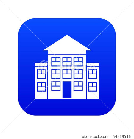 Bank building icon digital blue - Stock Illustration [54269516] - PIXTA