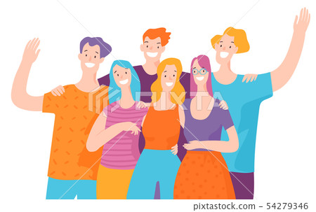 Happy people embrassing each other and smiling. - Stock Illustration ...